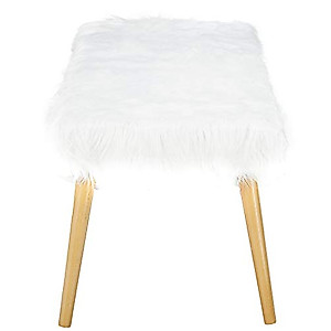 Christopher Knight Home Magnus Long Hair Furry Ottoman, White
