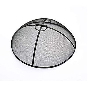 Teamson Home MGO Light Concrete Round Charcoal and Wood Burning Fire Pit for Outdoor Patio Garden Backyard with Spark Screen, Fireplace Poker, Grate, and BBQ Grill, Light Gray