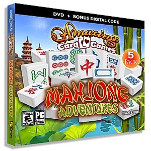 Legacy Games Card & Tile Games for PC: Mahjong Adventures (6 Game Pack) - PC DVD with Digital Download Codes