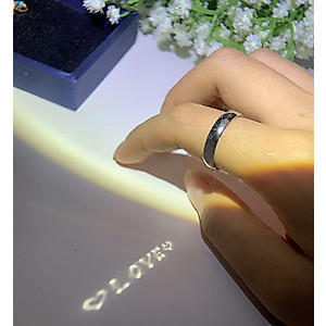 Bamos Sterling Silver Ring High Alloys Polish Projective Love Wedding Bands for Women Men, Simple Delicate Minimalist Ring 4mm Ring Comfort Fit Size 6-10, Projective Ring | Diffractive Ring