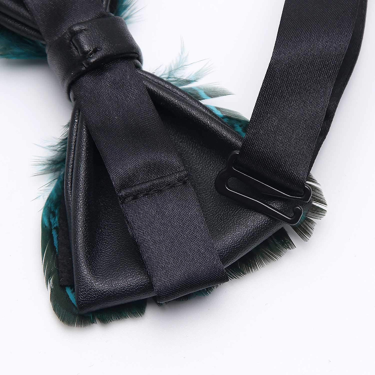 mumusung Men's Peacock Feather Bowtie (Teal Feathers)