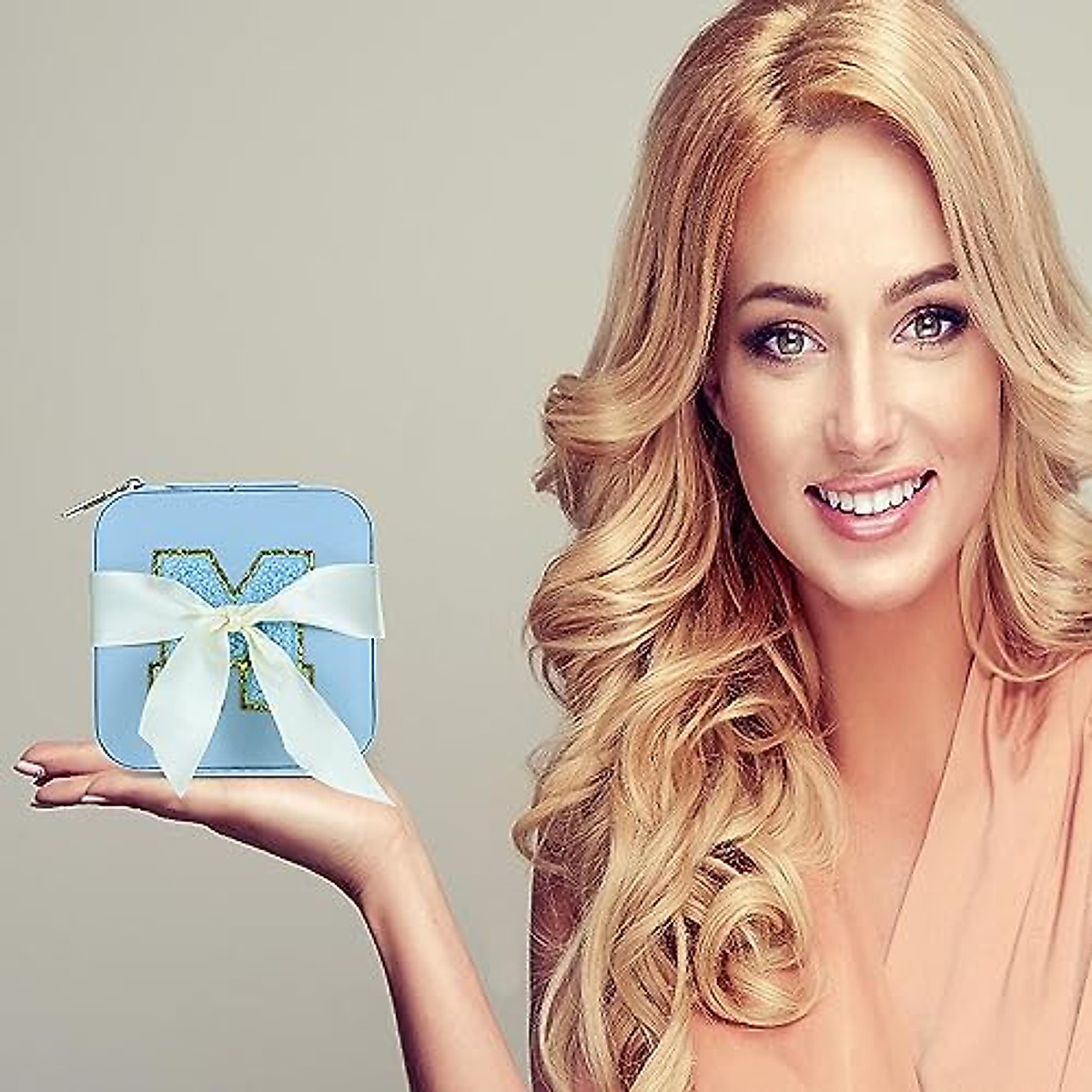 Parima Gifts for Mom from Daughter, Mothers Day Gifts for Mom Travel Jewelry Case Travel Jewelry Boxes for Women Mom Gifts Birthday Gifts for Mom Women Travel Gifts for Women - Letter K, Sky Blue