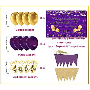 Purple Gold Graduation Party Supplies NYU Purple Gold Graduation Party Decorations 2023/Graduation Backdrop Purple Gold Grad Balloons/Photography Background for Class of 2023 Graduation