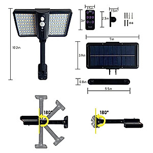AOSANT Solar Lights Outdoor, 128 LED Super Bright Lamp, Wireless Waterproof Solar Flood Light, Security Motion Sensor Wall Light for Deck, Fence, Patio, Front Door, Garden, Yard, Shed, Path