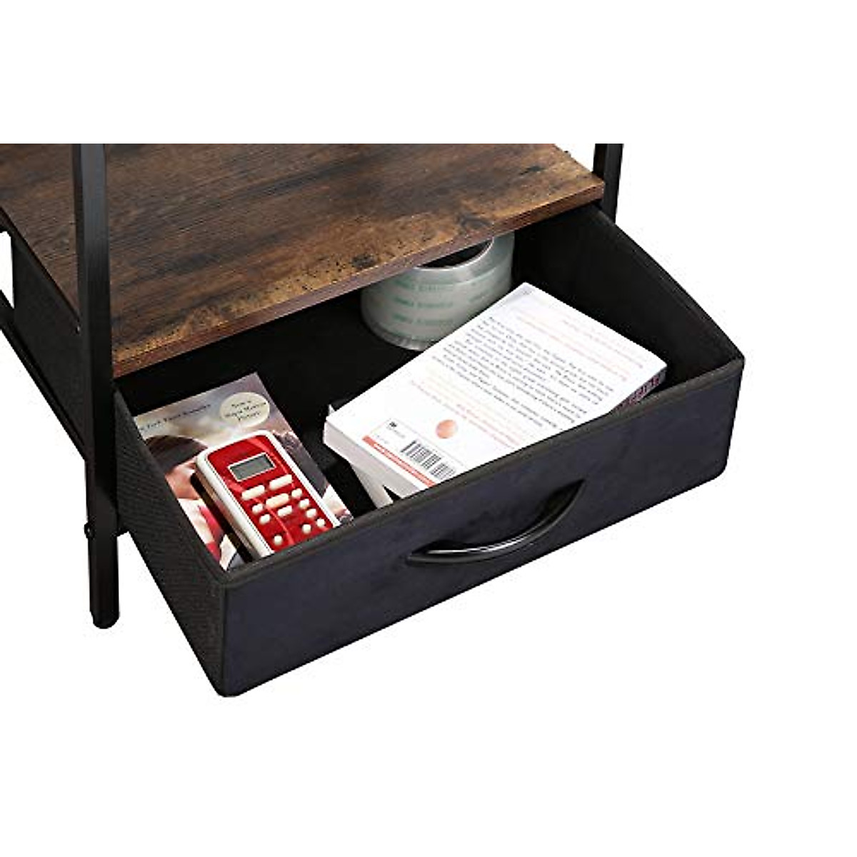Kamiler Industrial Nightstand with Drawer -End Table,Side Table,Telephone Sofa Table Rustic Furniture Metal Frame for Bedroom/Entryway/Office