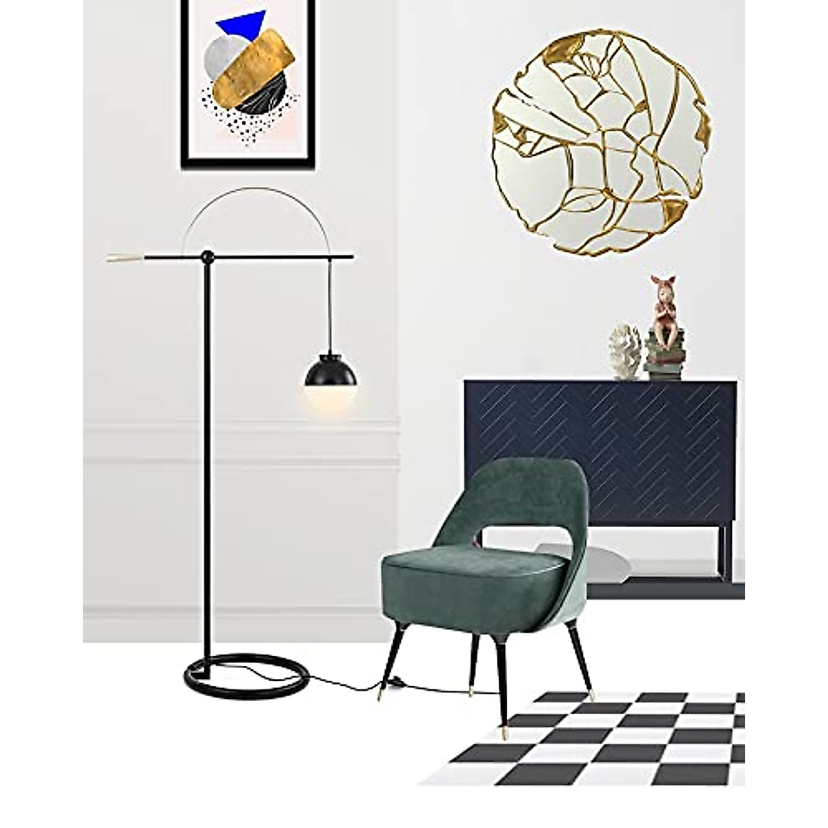 GHGHF Nordic Floor Lamp Iron Glass Floor Lamps for Living Room Bedroom Study Decoration Light Home E27 Table Lamp Standing Lamp