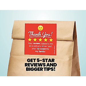 Delivery Driver Bag Seal Stickers – Get 5 Star Reviews and Bigger Tips – Local Delivery, Restaurant Delivery Accessories, Food Driver Accessories, On-Demand Delivery, Grocery Delivery (50)