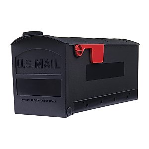 Architectural Mailboxes Patriot Plastic Post Mount Mailbox, Compatibility Code E, GMB505BAM, Black, Medium Capacity