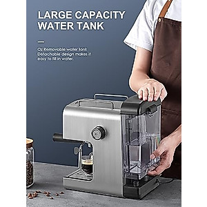 Ihomekee Espresso Machine 15 Bar, Coffee Maker for Cappuccino and Latte Maker with Milk Frother Steam Wand, Fast Heating Coffee Machine for Home, Office - CM6822, Silver