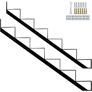 Zwinz Steel Stair Stringer 6 Step, Metal Stair Stringers for Deck Height 49.6 inches, Steel Stair Step Riser for Outside Stairs（2Pack)