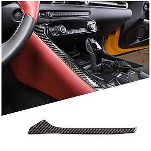 Real Carbon Fiber Gear Shift Left Trim Strip Fit for Toyota Supra GR A90 A91 MK5 2019-2024, Console Gear Shift Decorative Strip Sticker, 1PCS (Black)