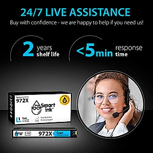 Smart Ink Compatible Ink Cartridge Replacement for HP 972X 972 X (Cyan) to use with PageWide Pro 477dw 577dw 452dw 477dn 452dn 577z 552dw P55250dw Printers