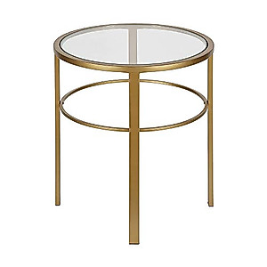 Henn&Hart 20" Wide Round Side Table in Brass, Table for Living Room, Bedroom