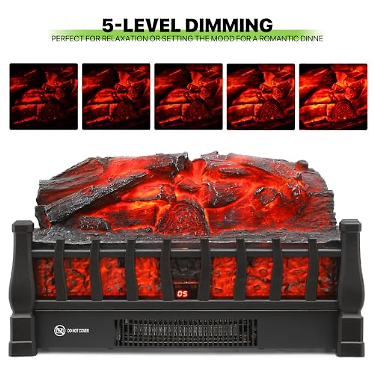 Magshion 20-Inch 1500W Electric Faux Log Fireplace Insert Heater with Fan and Remote Control