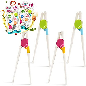Kidsfantasy 4 Pairs Kid Chopsticks, Training Chopsticks Set Learning Chopstick Detachable for Beginners Children Dishwasher Safe