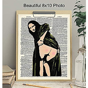 Mona Lisa Graffiti Mural Dictionary Art Print - Vintage Upcycled Wall Art Poster- Modern Chic Home Decor for Bathroom, Bath, Bedroom, Dorm Room - Cool Gift for Banksy Fans, 8x10 Photo Unframed