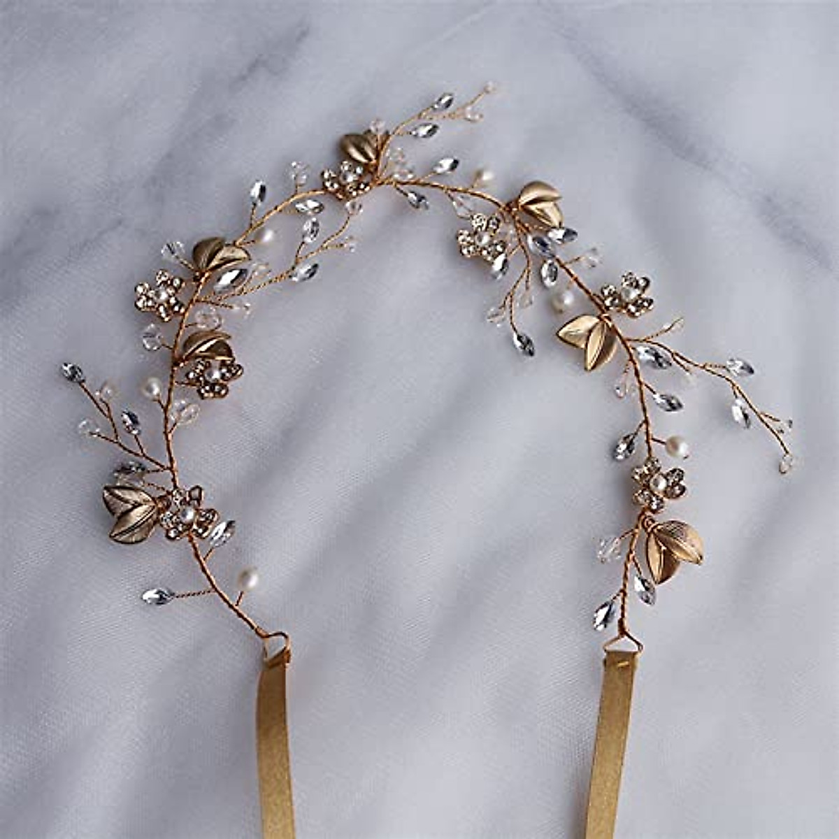 Gold Color Bridal Headband Hair Leaf Floral Wedding Handmade Fashion Women Headpiece (Metal Color : O4223) (Size : O045)