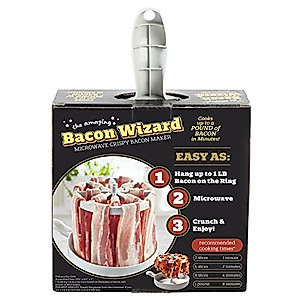Microwave Bacon Cooker - Bacon Wizard Cooks 1LB of Bacon and Reduces Fat by 40% - Crispier, Healthier, Quicker Bacon Every time - Grease Catcher Makes Clean Up Easy- Great for Adults, College Students