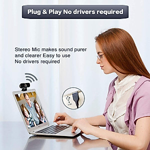 Webcam 1080p HD Computer Camera - Microphone Laptop USB PC Webcam with Privacy Shutter and Tripod Stand, 110 Degree Live Streaming Widescreen Recording Pro Video Web Camera for Calling, Conferencing