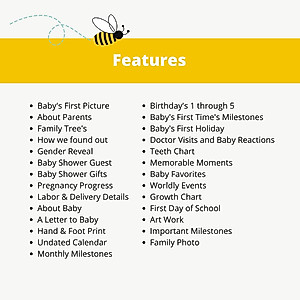 Baby Memory Book w/Milestone Stickers and Ink Pad for Baby's Hand & Foot Print