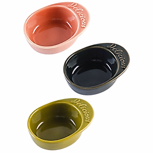 yaocoral 3 Pack 3 oz Mini Ceramic Dipping Sauce Bowls,Soy Sauce Dish,Small Dipping Bowls for Soy,Side Dish,ketchup,Sushi,BBQ,Condiment,Hats Shape,Stackable,Freezer Microwave Safe