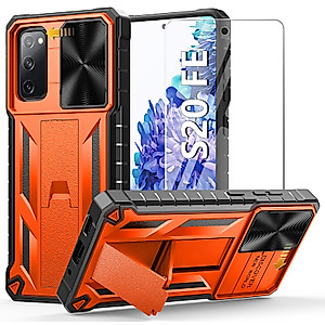 WTYOO for Samsung Galaxy S20-FE Case: Military Grade Drop Proof Protection Mobile Cover with Kickstand | Matte Textured Rugged Shockproof TPU | Protective Phone Case for Samsung S20 FE 5G - Orange