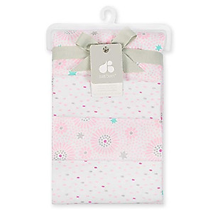 Just Born Boys and Girls Newborn Infant Baby Toddler Nursery 4-Piece Flannel Receiving Swaddle Blanket, Pink Floral, One Size