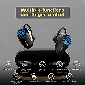 Srhythm Soulmate Series S5 Active Noise Cancelling Earbuds, Wireless ANC Bluetooth 5.1 Earphones with 50 Hours’ Playtime HiFi Stereo Deep Bass and Touch Control for Sports,Travel