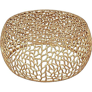 Meridian Furniture Priya Collection Modern | Contemporary Solid Aluminum Round Coffee Table & Priya Collection Modern | Contemporary Solid Aluminum Round End Table, 17.5" Wx17.5 Dx20 H, Gold
