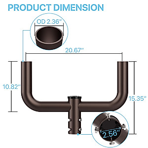 HYPERLITE Double Bullhorn Bracket for Parking Lot Light, 2 3/8" Bullhorn Bracket for 2 Lights, Durable Mounting Bracket Bullhead Tenon Adapter for LED Shoebox Area Light Street Pole Light