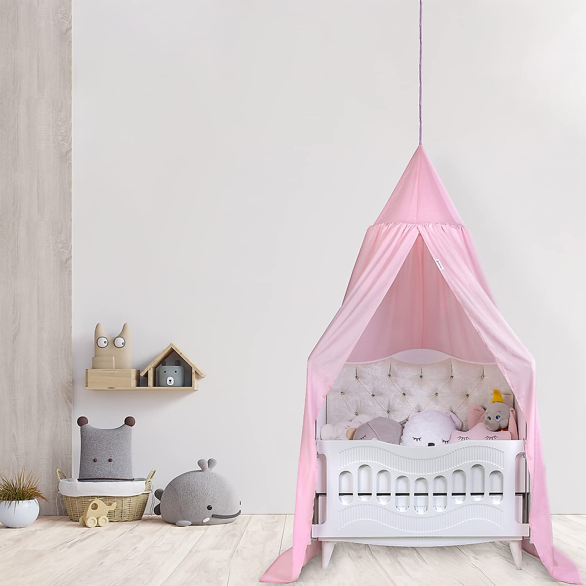 Kids Bed Canopy - Play Tent with Dome Hanging from Ceiling for Girls Boys Room - Reading Nook Princess Castle - Girl Bedroom Decor - Mosquito Net On Crib Beds - Bedroom Nursery Baby Corner - Pink