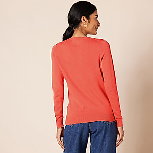 Amazon Essentials Women's Long-Sleeve Lightweight Crewneck Sweater (Available in Plus Size), Coral Pink, Large
