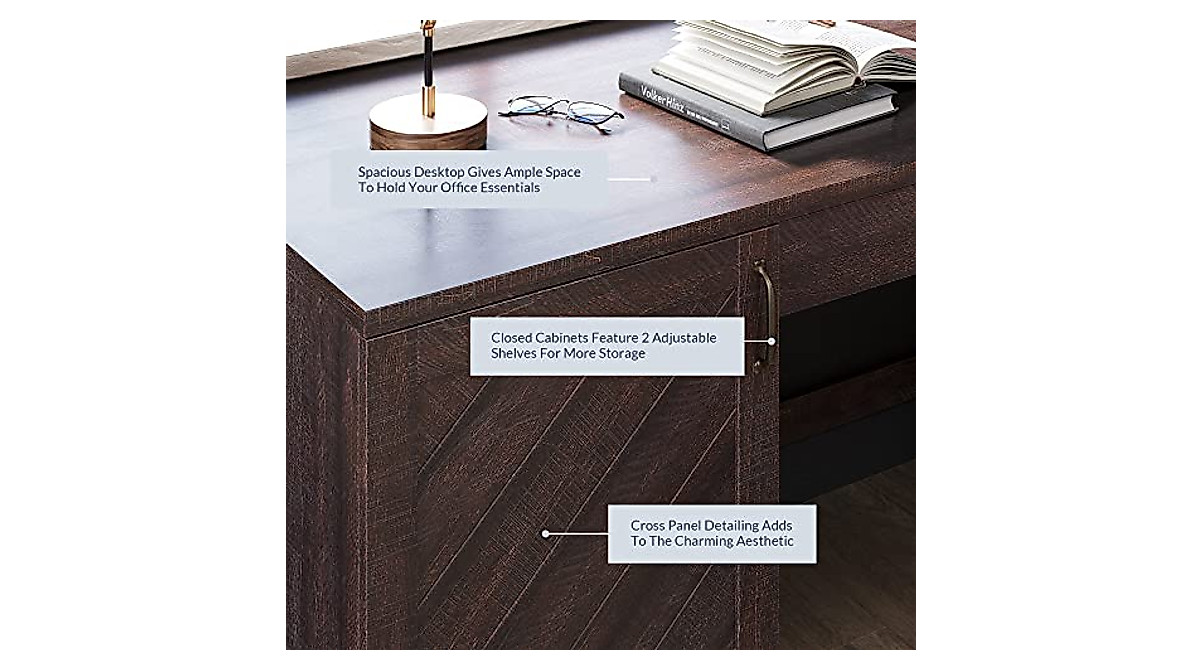 BELLEZE Espresso Computer Desk - Modern Home Office Design