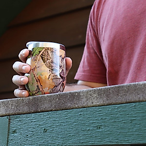 Rivers Edge Products 10 Oz Insulated Wine Tumbler With Lid, Stainless Steel Stemless Wine Glass, Hot or Cold Tea and Coffee Tumbler, Spill-Proof Insulated Cup for Travel, Camo