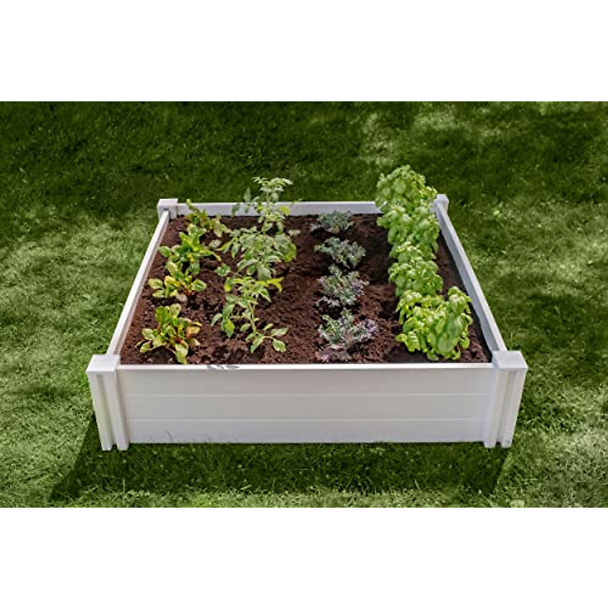 Vita Classic 4'X4'x11 Vinyl Raised, White VT17108 x 4ft Modular Garden Bed, 11" H