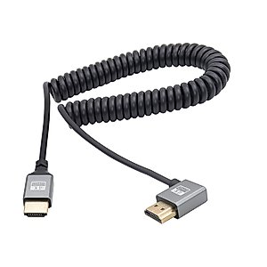 RIIEYOCA 90 Degree Left Angle UHD 4K HDMI Male to HDMI Male 18Gbps High Speed 2.0 Extender Coiled Cable Supports 4K@60Hz,1080p,ARC,3D,for DVRs,HDTV,Roku Ultra Stretchable to 1.5M/5FT