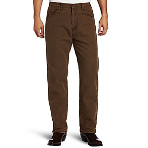 Wrangler Men's Rugged Wear Woodland Thermal Jean ,Night Brown,34x32