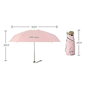 Mini Travel Sun Umbrella with Case, Small Compact UV Protection Umbrella for Sun and Rain, Lightweight Windproof Umbrella for Women Men Kids (Rice White)