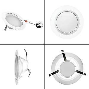 LEDMyplace 4 inch 10W Round Dimmable Retrofit LED Recessed Downlight, Pack of 4, 3000K Warm White, 650 Lumens, Replace of 35W, Baffle Trim Can Lights for Ceiling, Indoor Lighting for Home, Kitchen