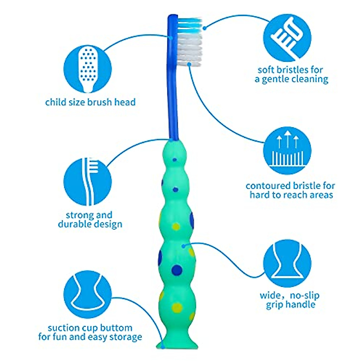 Lauwell Toddler Toothbrush Kids Manual Toothbrush Individually Wrapped Toothbrushes with Covers Suction Cup Toothbrush Lovely Soft Bristle Animal Toothbrush for Kids Sensitive Teeth (12 Pieces)