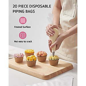 Syntus Aluminum Alloy Cake Stand, 12 Inch Cake Turntable for Decorating with Angled Silicone Icing Spatula, Cake Comb Smoother, Pie Server Cutter, Disposable Piping Bags, 27 Pieces Baking Supplies