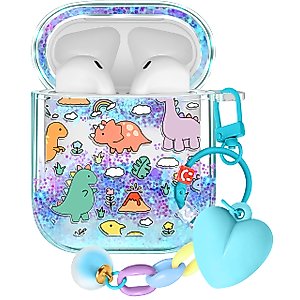 Kokaaee for Airpod Case 2nd & 1st Generation Cover Kawaii Funda Cute Aesthetic Girl Women Protector Liquid Glitter Bling Sparkly Design Estuche Keychain Girly for Apple Air Pod 1/2 Gen