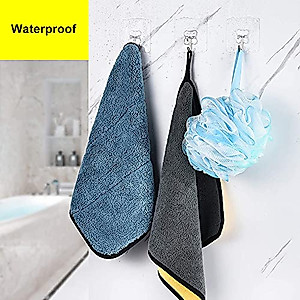 DKKO Wall Hooks Adhesive Hanger Transparent Reusable Seamless Hooks for Hanging Heavy Duty Sticky Wall Hooks for Bathroom Kitchen Office Window 10 Pack