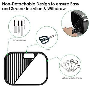 Universal Knife Block without Knives and Utensil Holder for Countertop, Matoyo 2-in-1 Stainless Steel Kitchen Knife Holder for Kitchen Counter, Fingerprint Resistant (Knife/Utensil Holder Black)