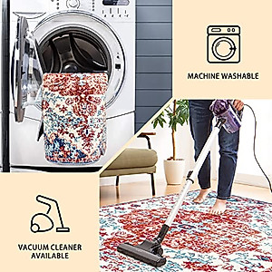 EARTHALL Boho Rug 3x5 Washable Persian Distressed Tribal Entry Throw Area Rug Faux Wool Soft Fuzzy Kitchen Rugs Non-Slip Low-Pile Indoor Accent Rug for Dining Table Living Room