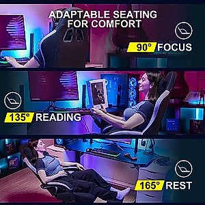 GTPLAYER Gaming Chair with Footrest Fabric Office Chair with Pocket Spring Cushion and Linkage Armrests, High Back Ergonomic Computer Chair with Lumbar Support Task Chair Black