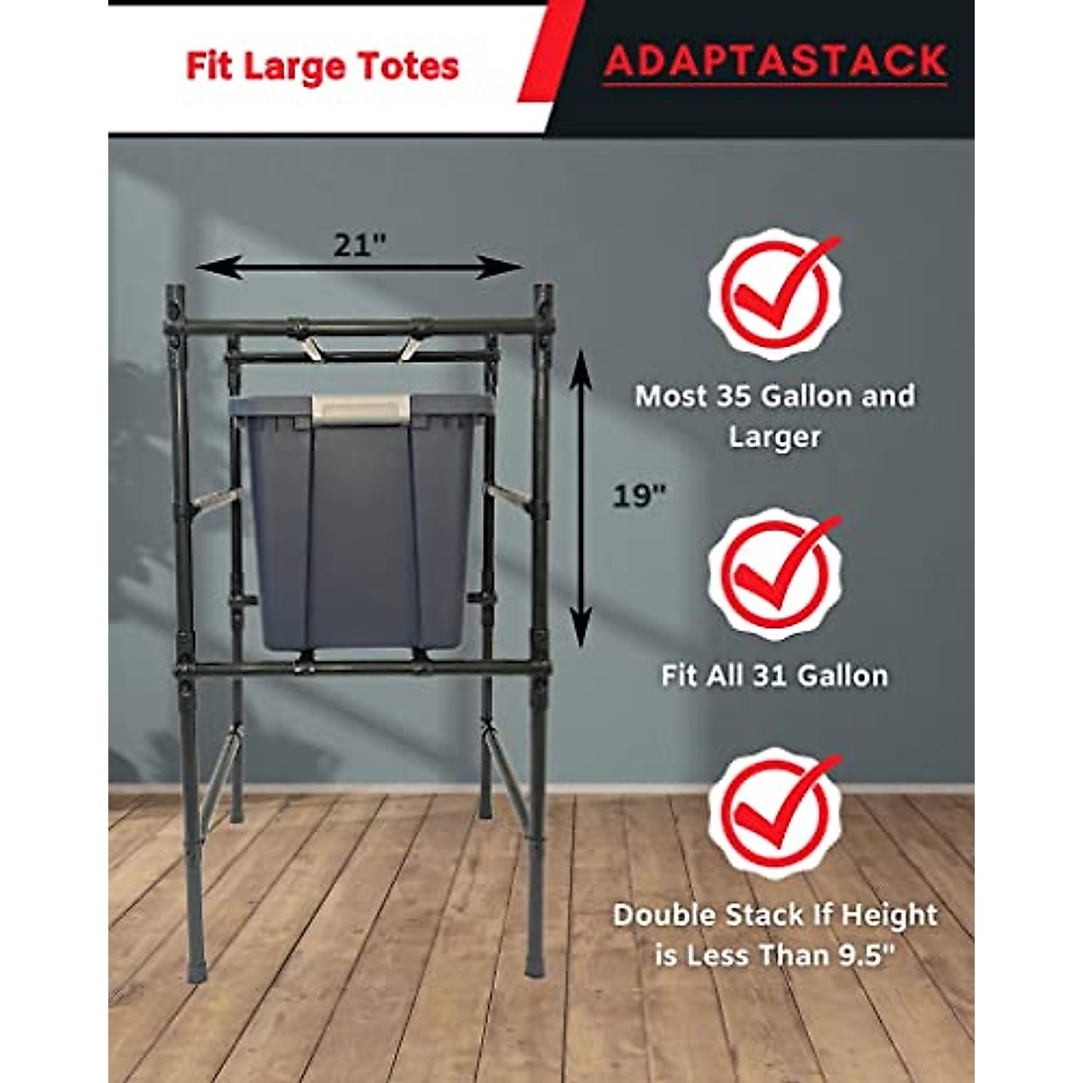 ADAPTASTACK CORE - Tote Storage Shelving System That Adapts to Any Space - Adjustable Garage Shelving Rack Solution - Heavy Duty Steel Shelf Design Holds 250 lbs. per Tote - Easily Organize Large Bins