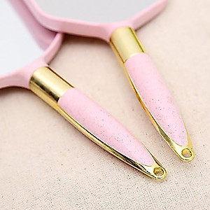 XPXKJ Handheld Mirror with Handle, for Vanity Makeup Home Salon Travel Use (Pink, Square)