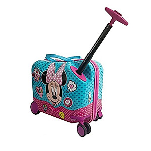 Disney Minnie Mouse Ride on Suitcase for Kids, 18'' Suitcase with Seat for Kids, Cute Lightweight Kids Travel Suitcase Trolley