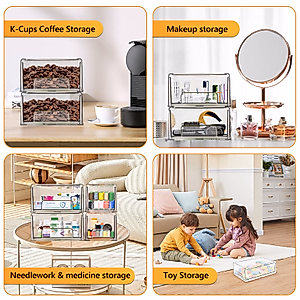 tipatyard Fridge Drawers 4 Pack Clear Pull Out Stackable Food Storage Containers Box Refrigerator Drawer Organizer Bins with Handle